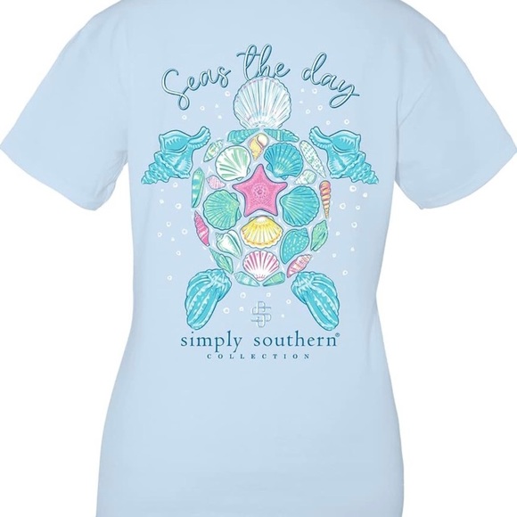 Simply Southern | Tops | Nwt Simply Southern Blue Seashell Turtle ...